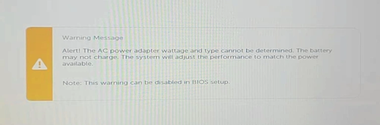 戴尔笔记本开机提示：Alert! The AC power adapter wattage and type cannot be ...