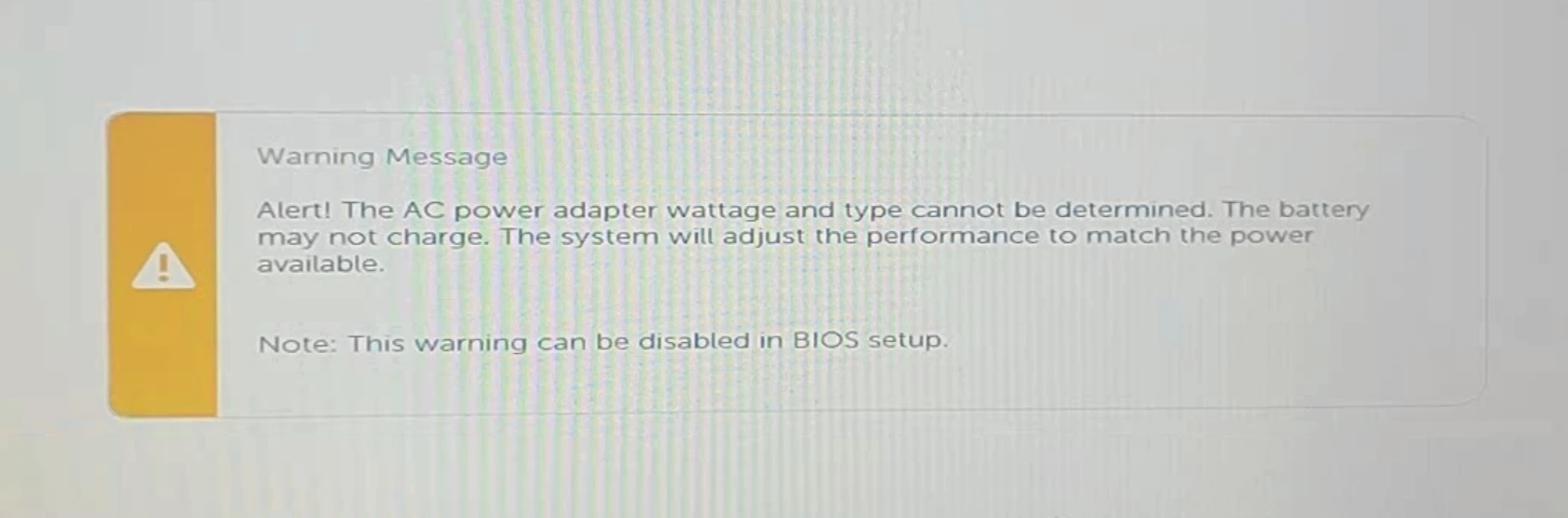 戴尔笔记本开机提示：Alert! The AC power adapter wattage and type cannot be determined. 原因及解决方案